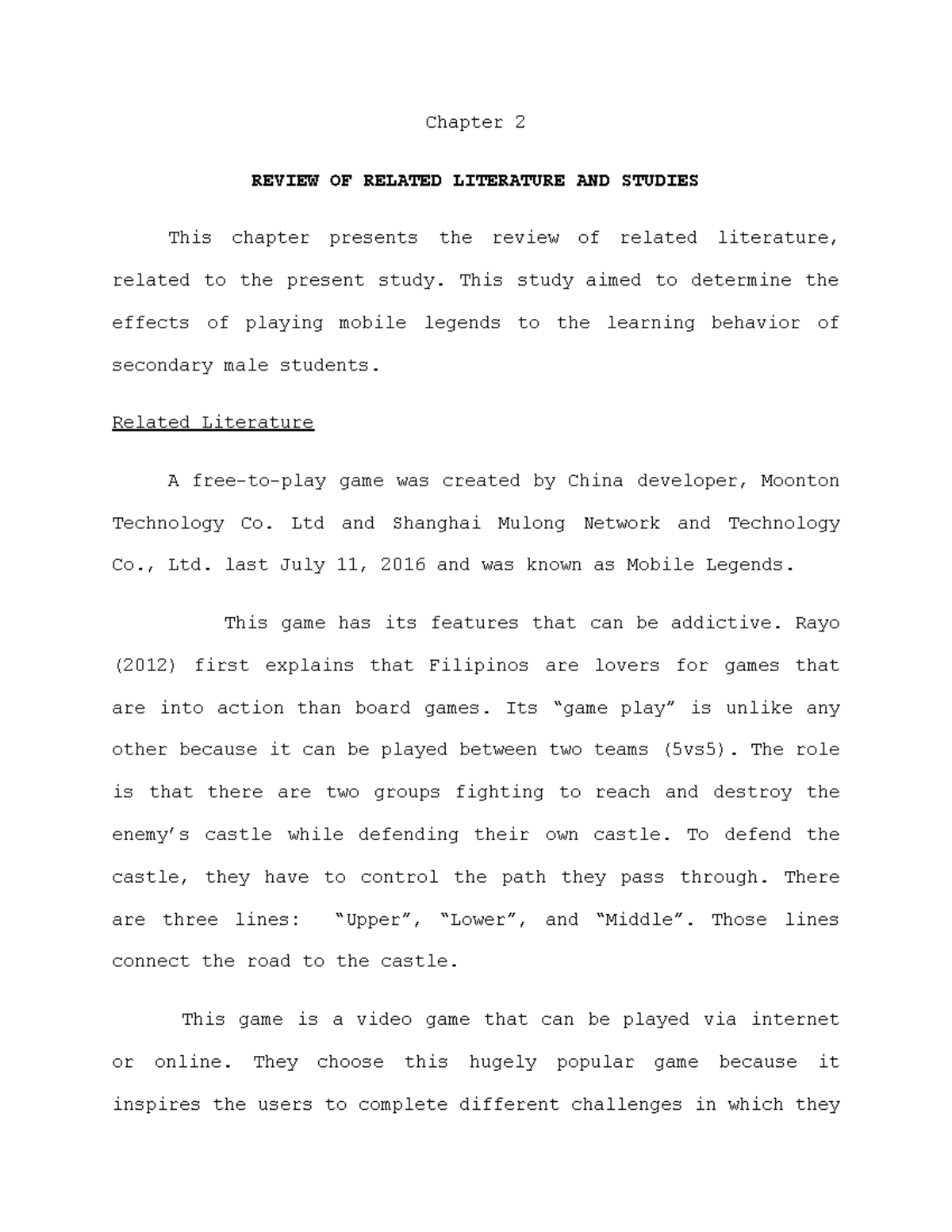 Chapter 2: Impact of Mobile Legends on Secondary Students' Learning ...