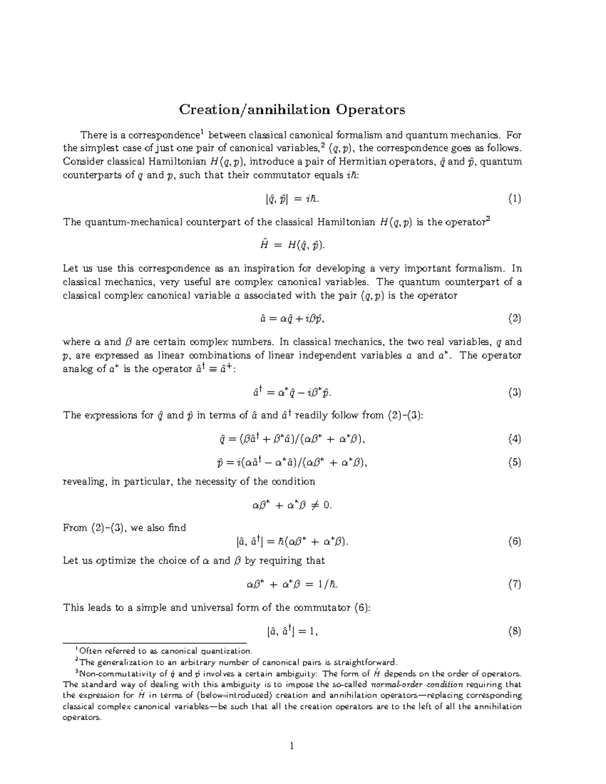 Operators and Their Role in Quantum Mechanics: Creation and ...
