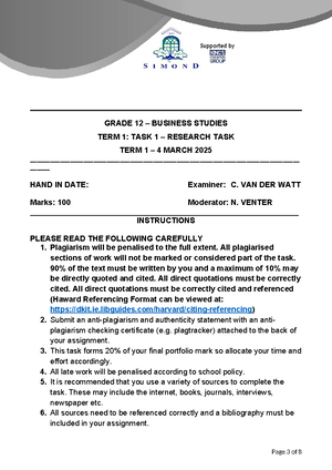 2025 Gr 12 BS Term 1 Test 1 MG - GRADE 12 – BUSINESS STUDIES TERM 1 ...