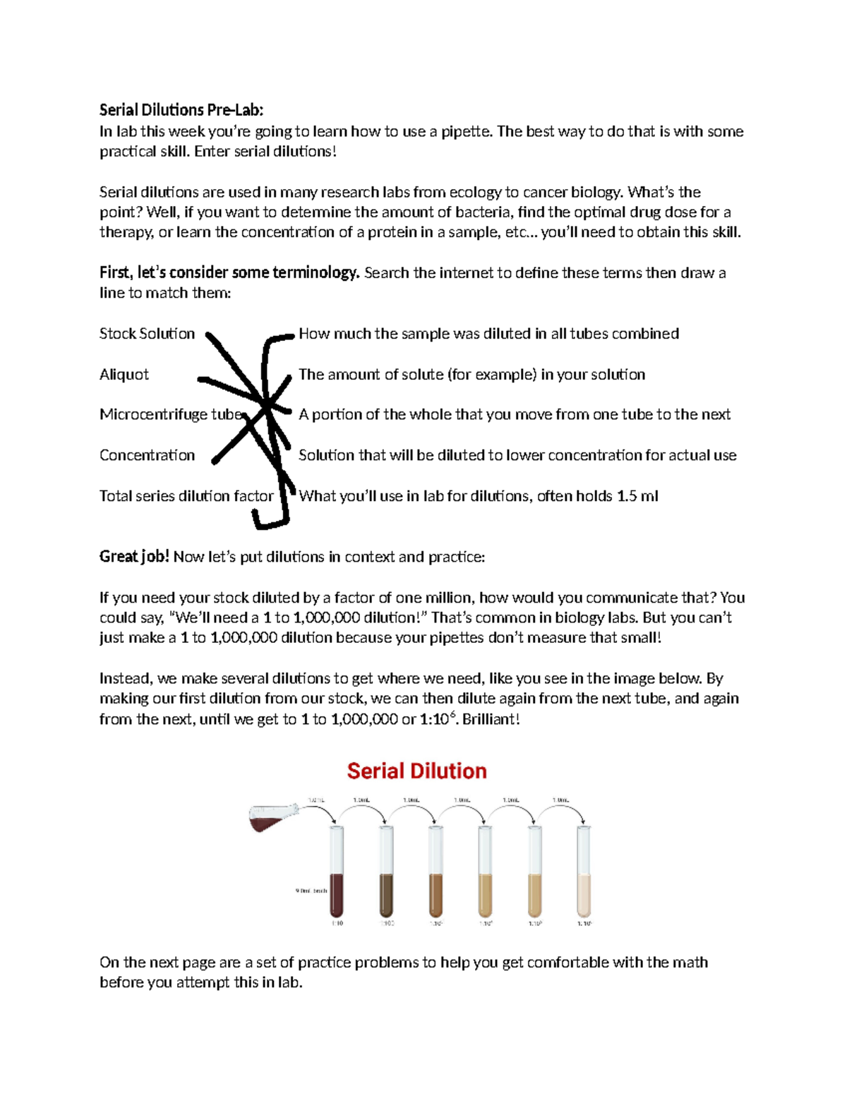 Serial Dilutions Pre-Lab Guide: Mastering Pipetting Techniques - Studocu