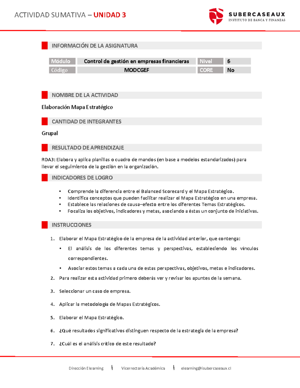 MODCGEF - Actividad 4: Elaboración del Mapa Estratégico - Unidad 3 - Studocu