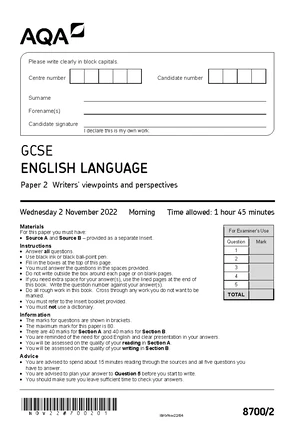 AQA GCSE English Language Paper 1 Mark Scheme June 2023 Version 1.0 ...