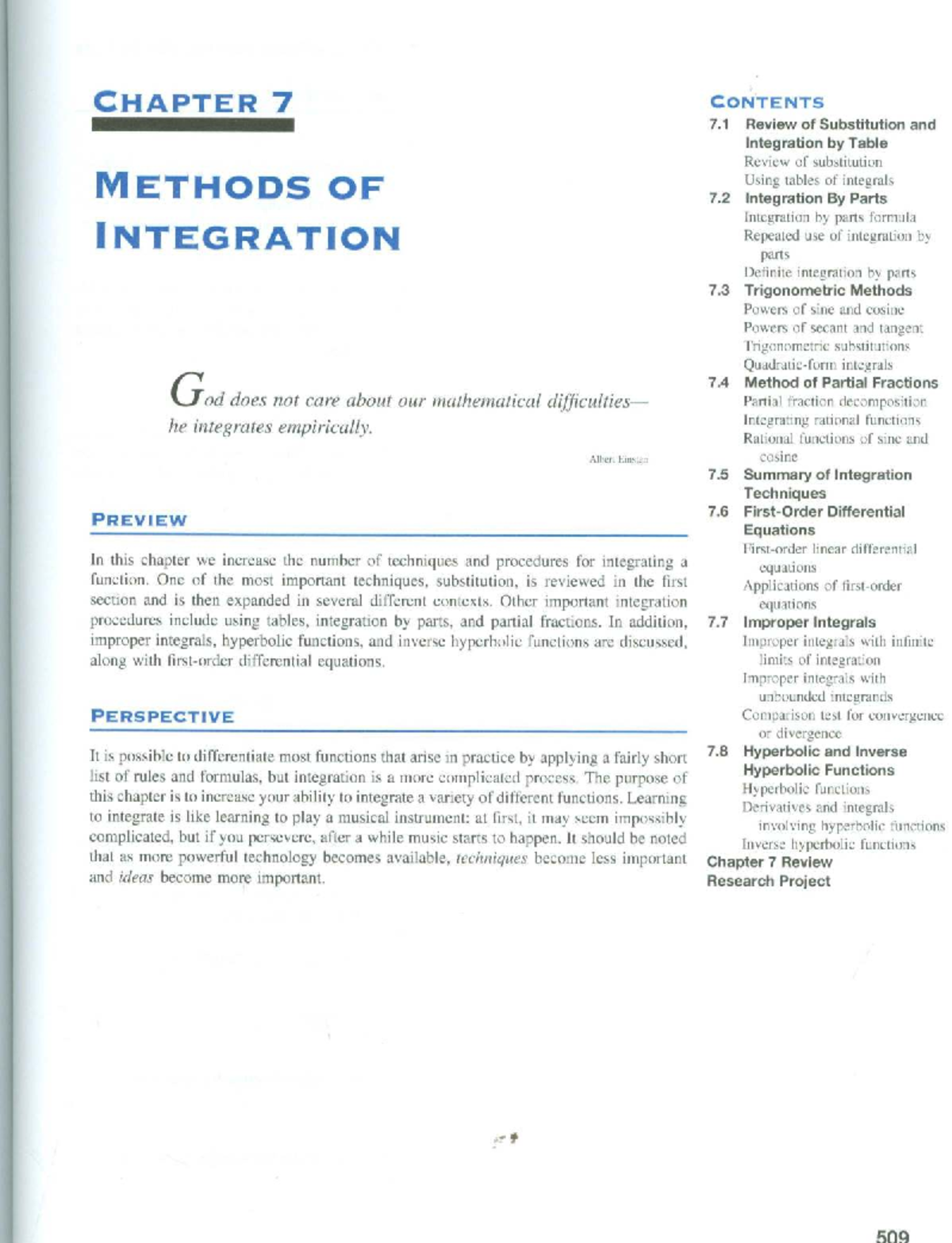 Calculus 2 CHAPTER 7: Integration Techniques and Methods - Studocu