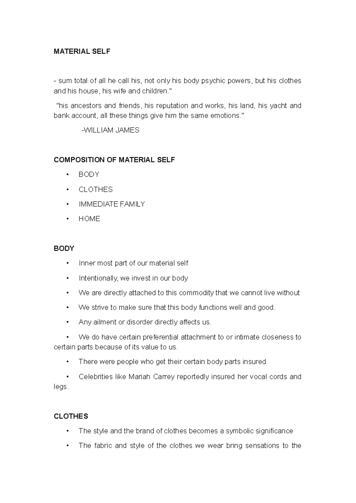 MATERIAL SELF: Exploring Identity Through Body, Family, and Home - Studocu