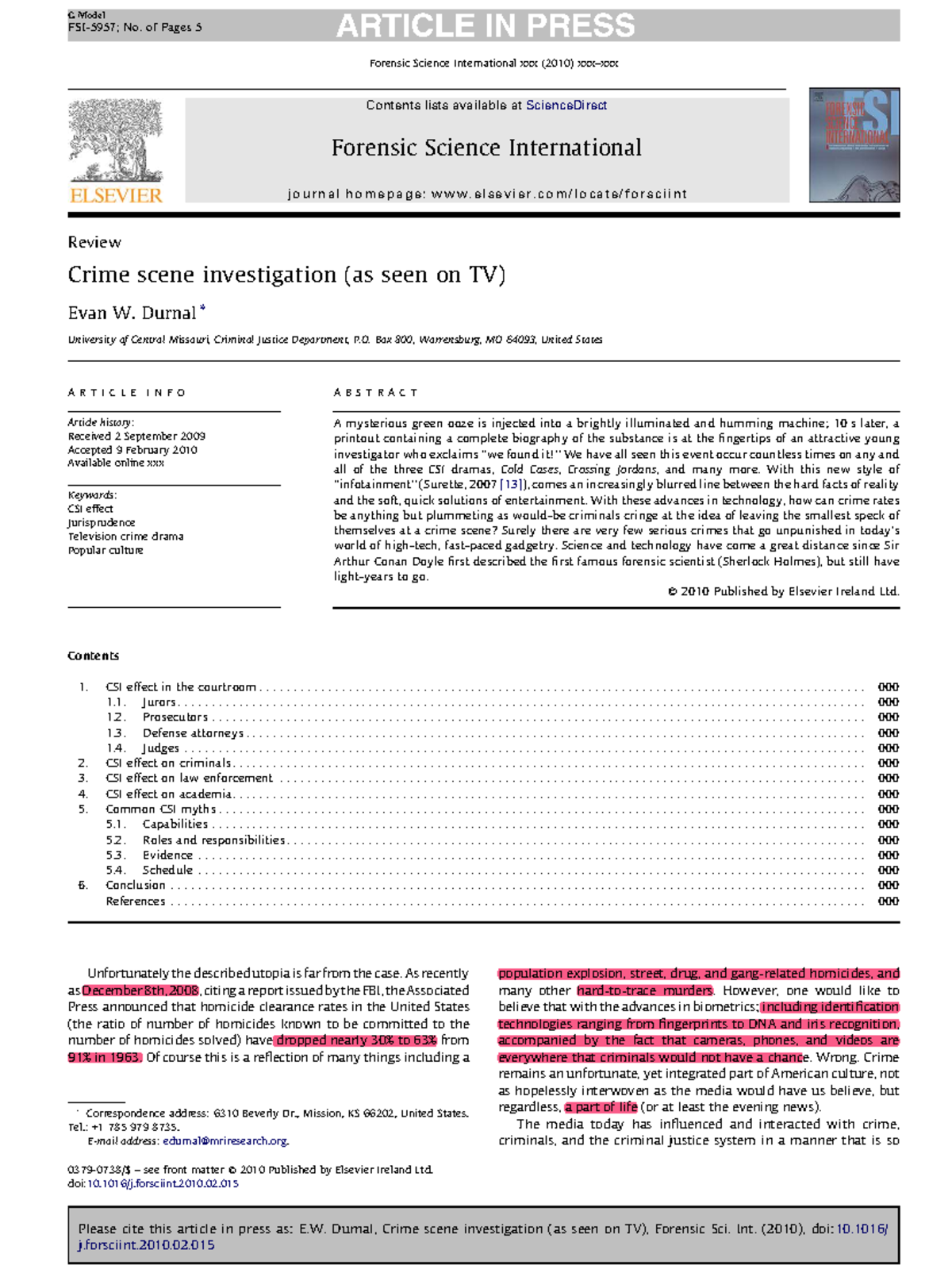 CSI Effect: Impact of Forensic TV on Criminal Justice System - Studocu