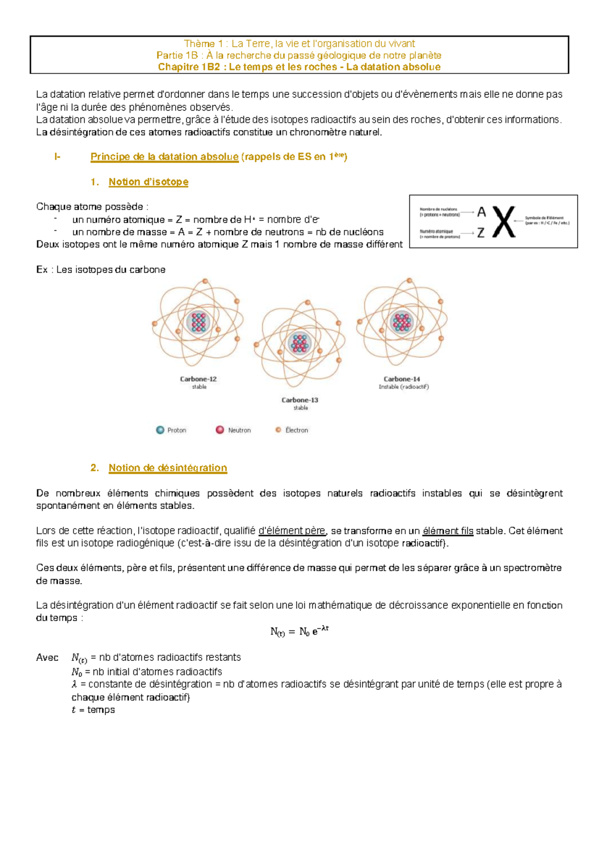 Chapitre 1B2 Datation absolue 2021 - Thème 1 : La Terre, la vie et l ...