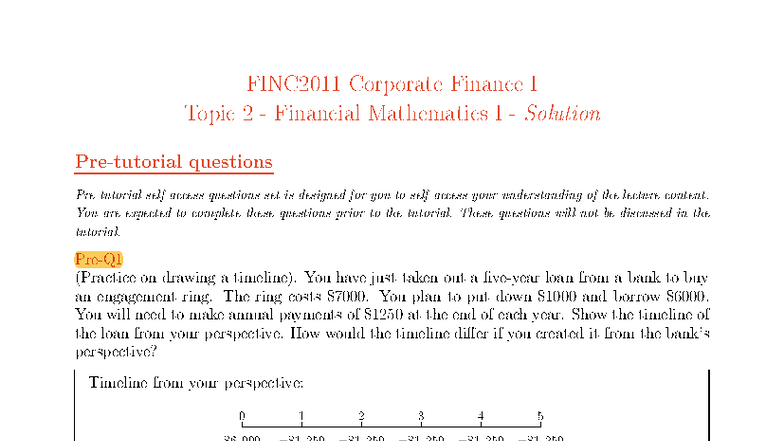FINC2011 Tutorial Solutions: Topic 2 Financial Mathematics I - Studocu