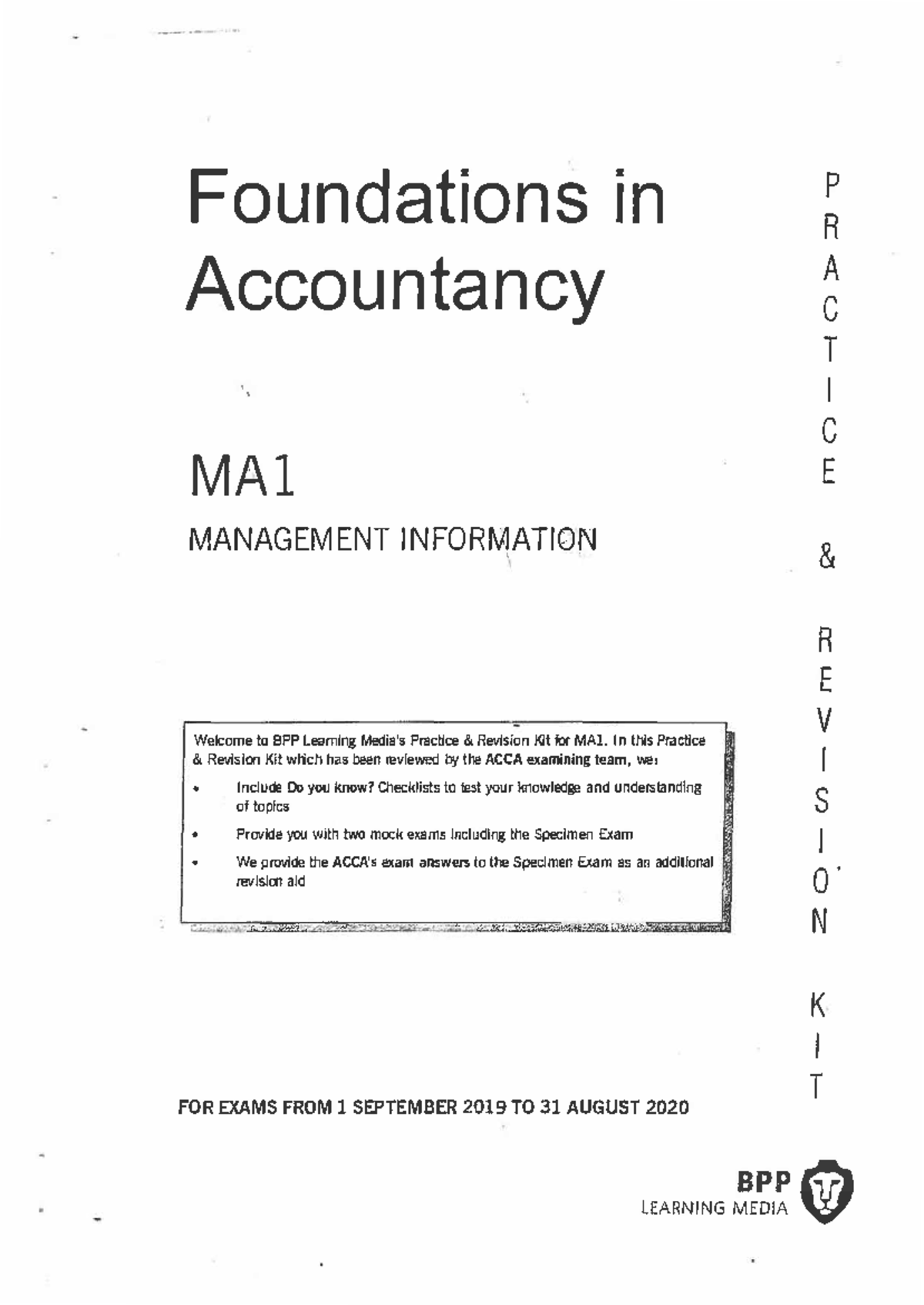 MA1 BPP Kit - Practice & Revision for Accountancy (6th Ed) - Studocu