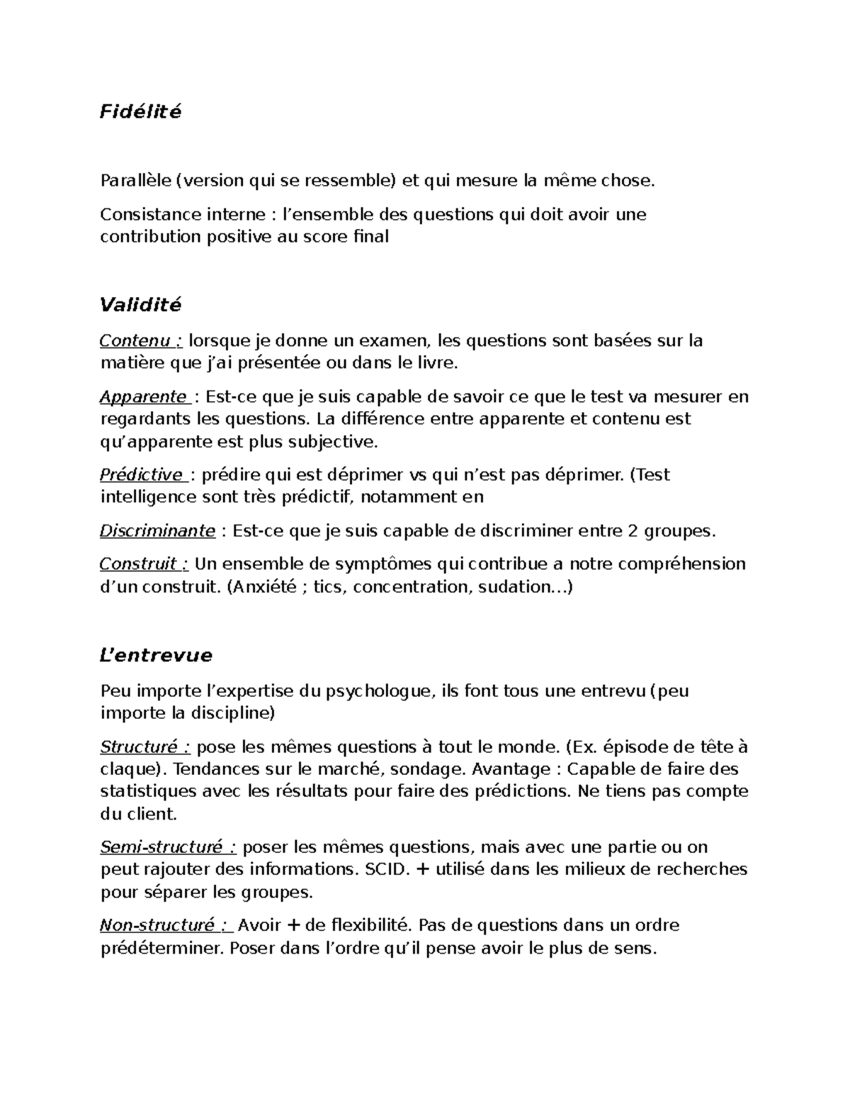Évaluation et Test Psychologique: Validité, Fidélité et Types de Tests ...