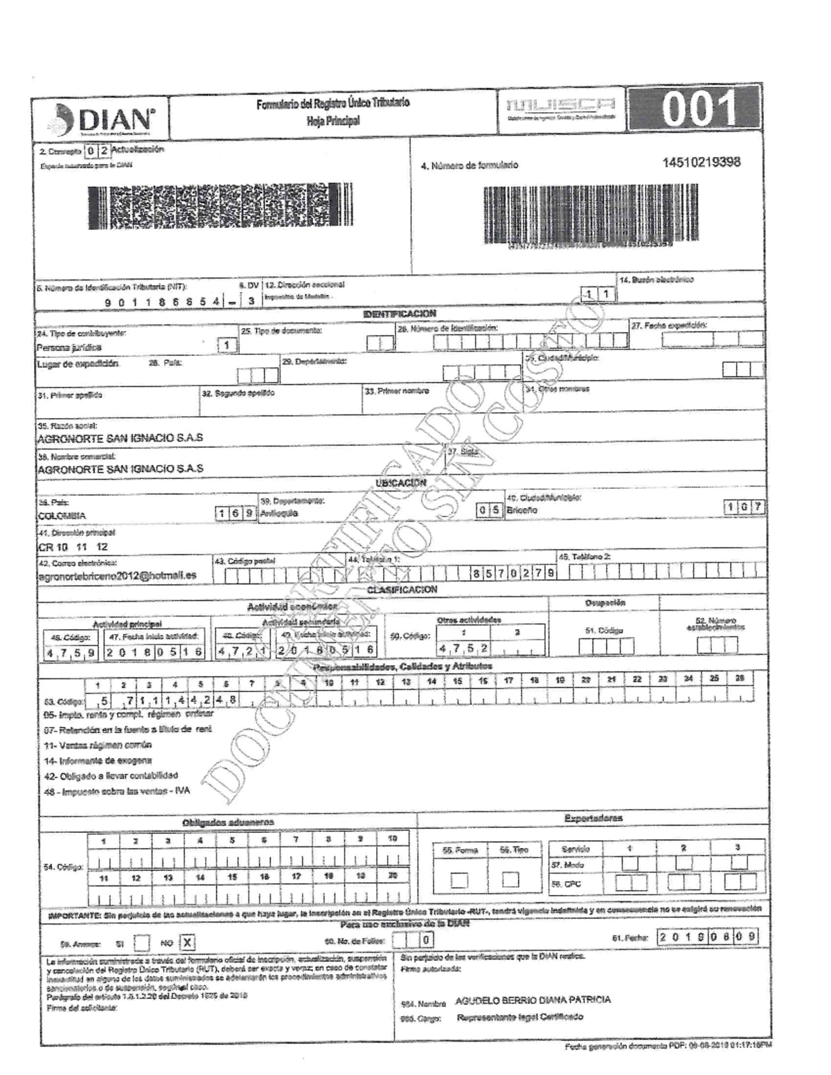 RUT y Registro Único Tributario: Formulario DIAN 001 Actualización ...