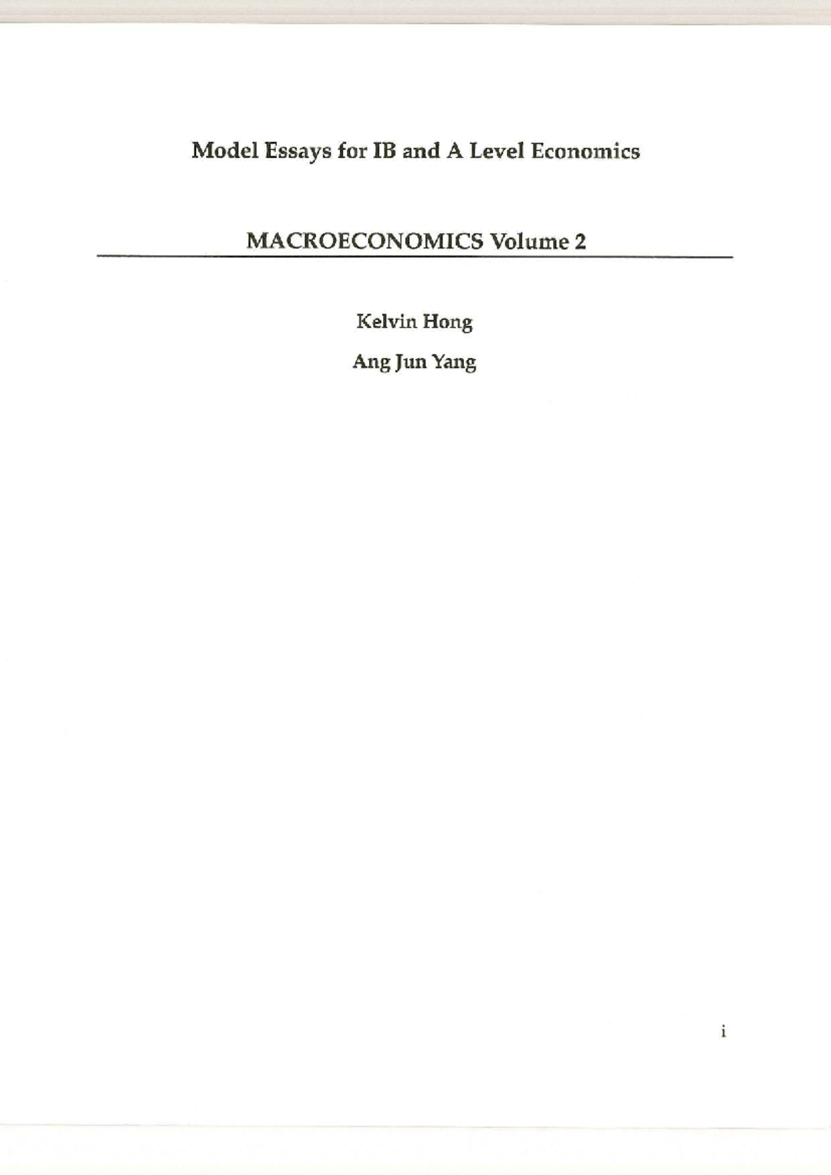 Model Essays for IB & A Level Economics: MACRO Volume 2 - Studocu