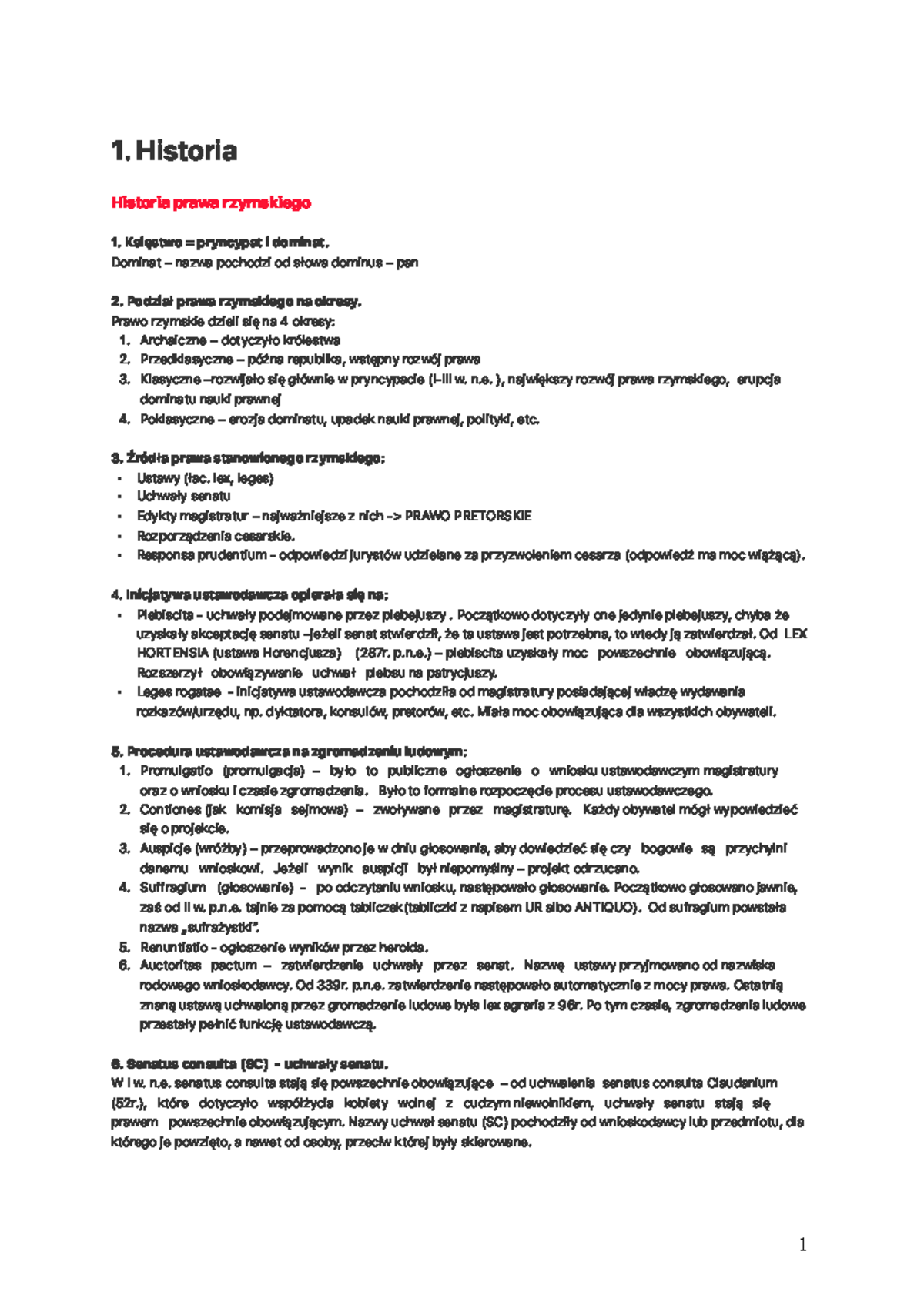 Historia prawa rzymskiego: Księstwo, Dominat i Kodyfikacje - Studocu