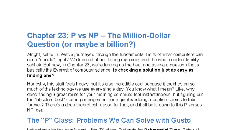 Chapter 23: P vs NP - Exploring Computational Limits in Theory - Studocu