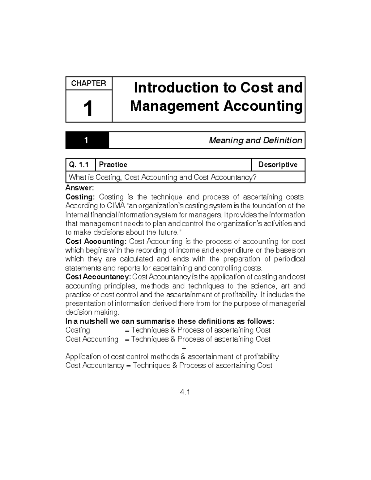 CHAPTER 1: Introduction to Cost & Management Accounting - CA Inter ...