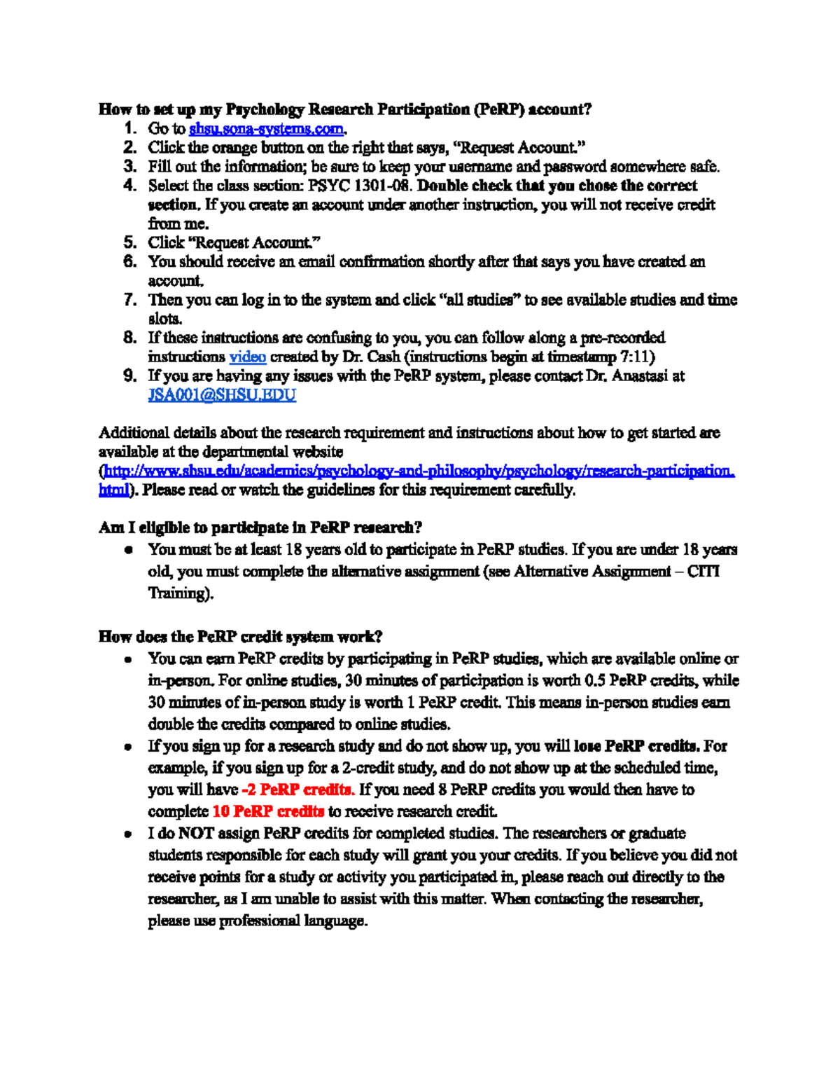 PSYC Instructions for Setting Up Your PeRP Account - Studocu