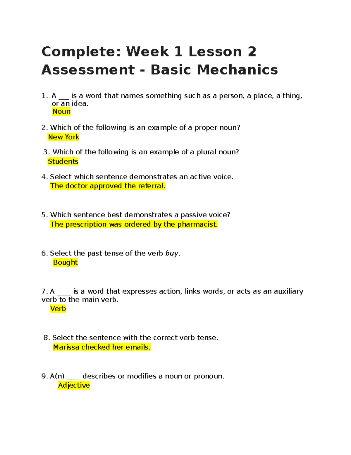 ENG101 - Week 1 Lesson 2 Notes on Basic Mechanics and Grammar - Studocu