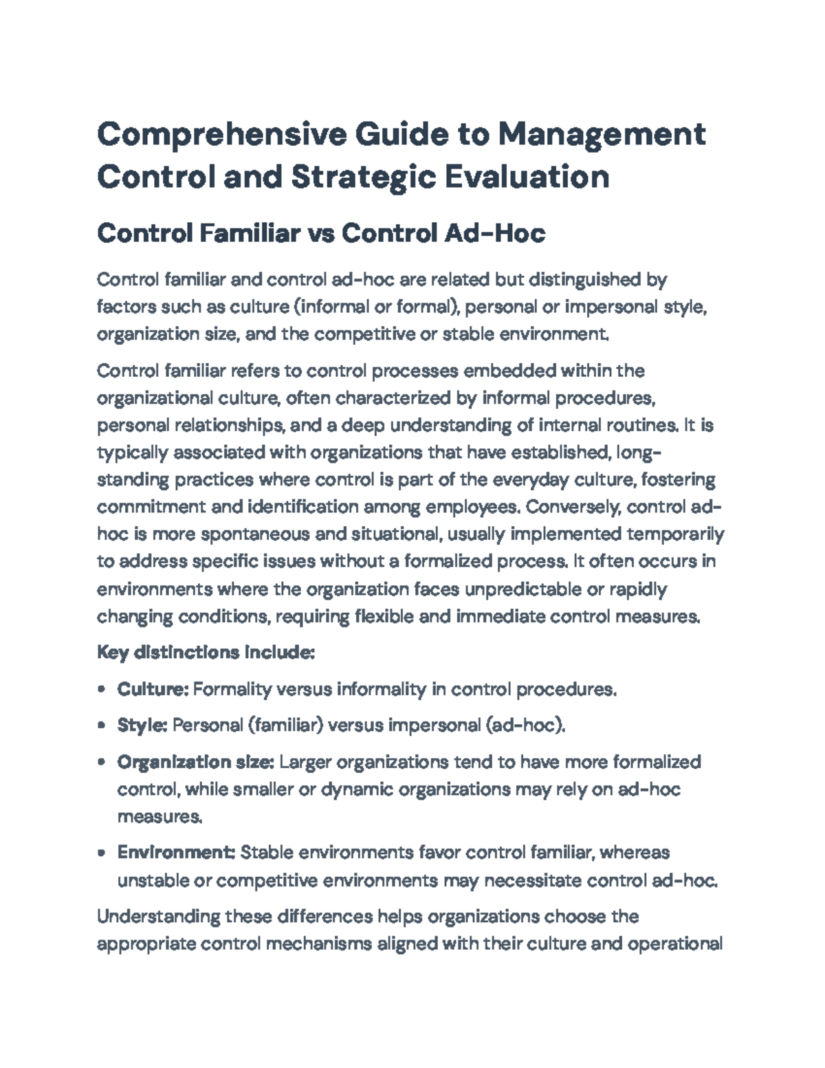 Comprehensive Guide to Management Control & Strategic Evaluation (MGT ...
