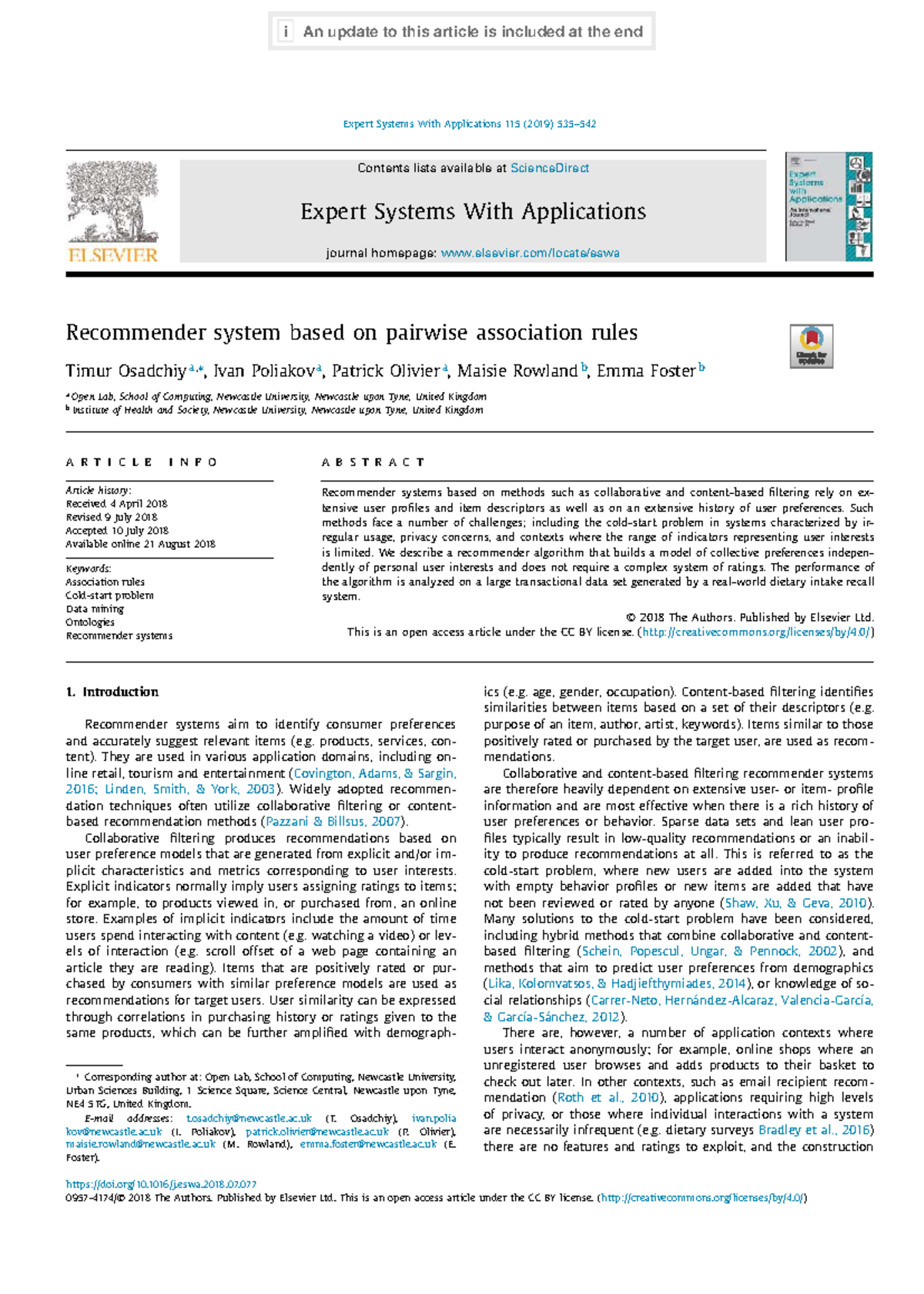 Recommender System Based on Pairwise Association Rules (CS 115) - Studocu