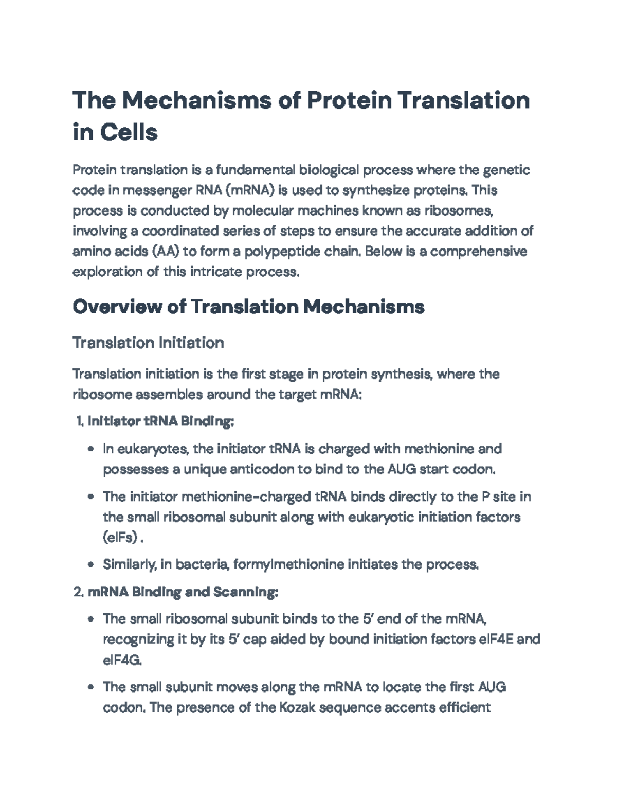 Protein Translation Mechanisms: Detailed Overview for Biology 101 - The ...