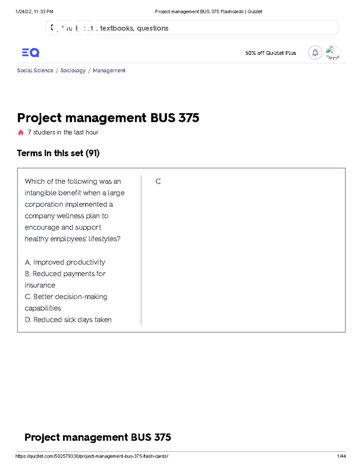 Project Management Study Guide: BUS 375 - Flashcards Overview - Studocu