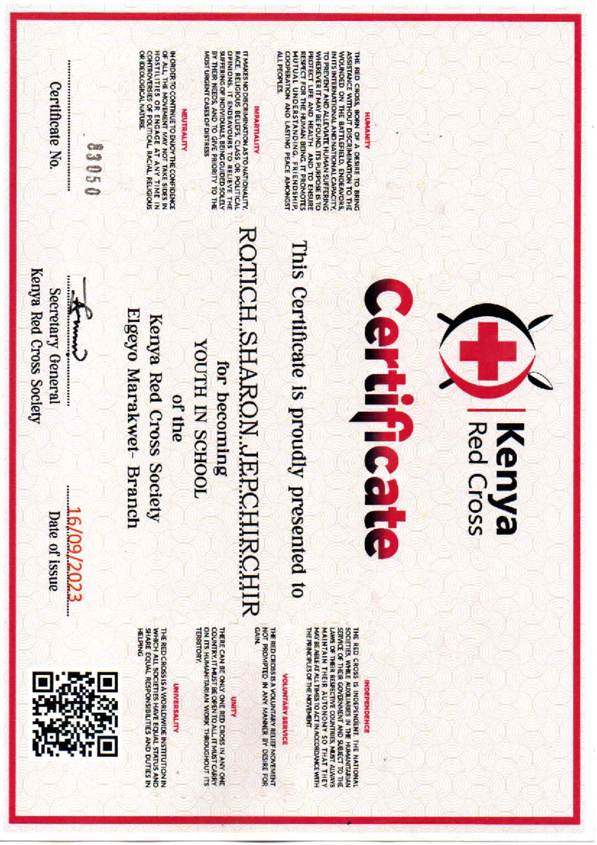 Red cross - SDGFDHGFHGFHGF - Kenya Red Cross HUMANITY Certificate ...