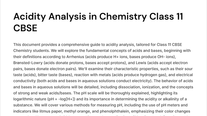 Acidity Analysis: A Comprehensive Guide for Class 11 CBSE Chemistry ...