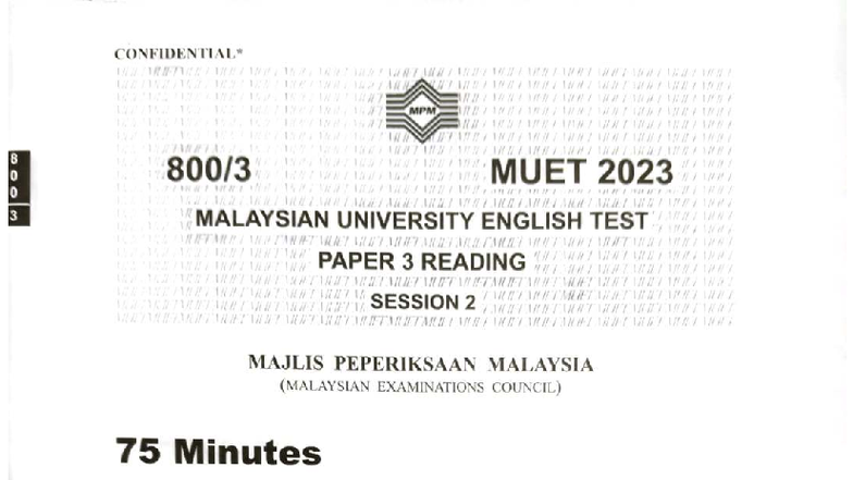 MUET 2023 Paper 3 Reading Session - Malaysian University English Test ...