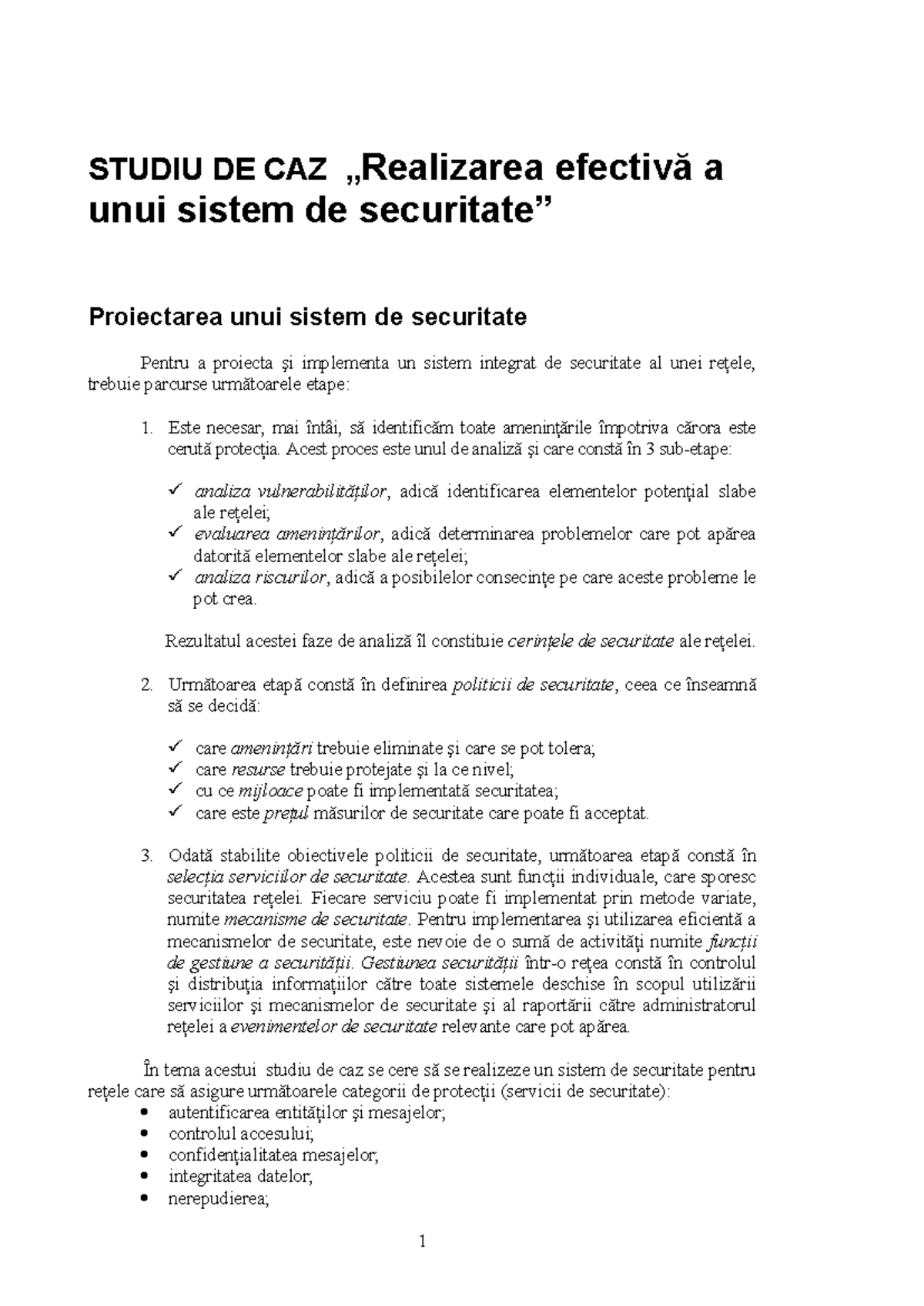 Studiu de Caz: Proiectarea și Implementarea unui Sistem de Securitate ...
