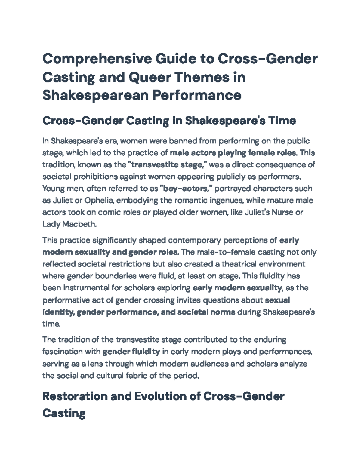 Comprehensive Guide to Cross-Gender Casting & Queer Themes in ...