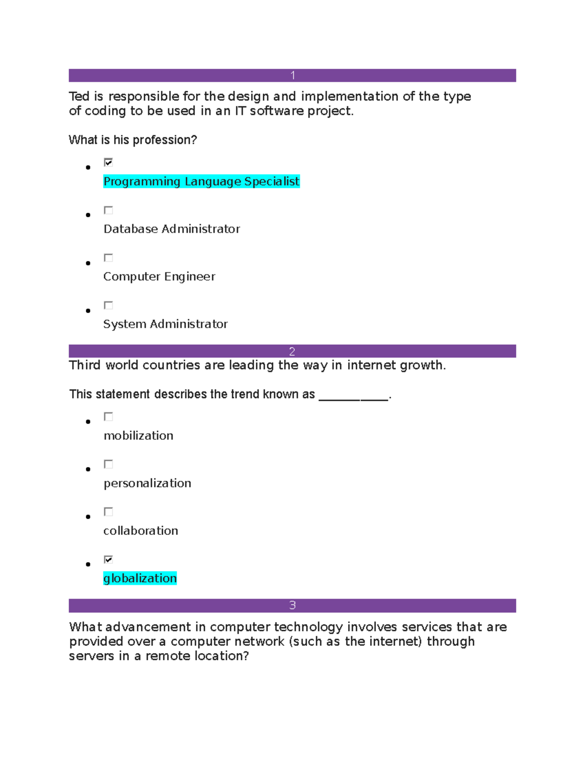 Introduction to Technology - Unit 4 - Milestone 4 Practice Questions ...