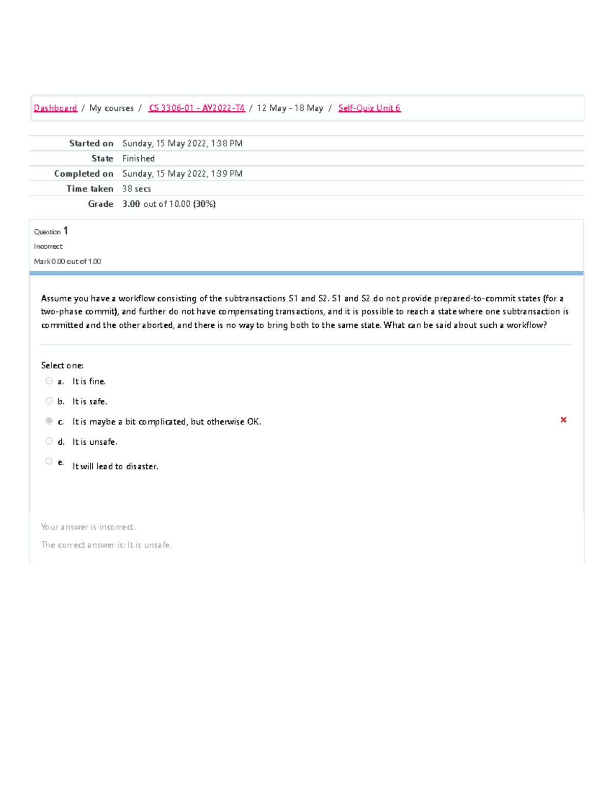 Self-Quiz Review for CS 3306-01: Unit 6 Attempt Analysis - Studocu
