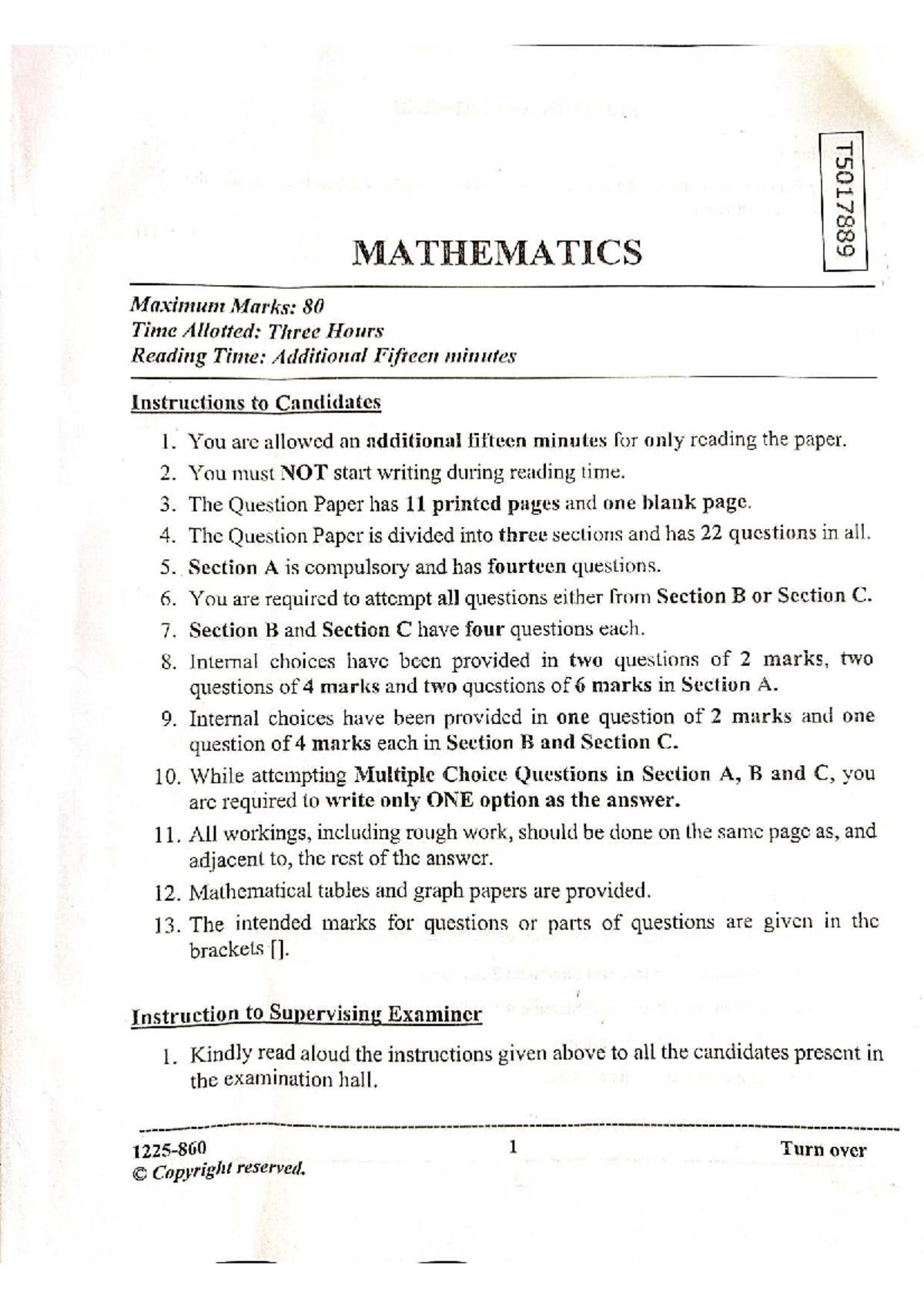 ISC 2025 Mathematics Exam Paper: Max Marks 80, 3 Hours - Studocu