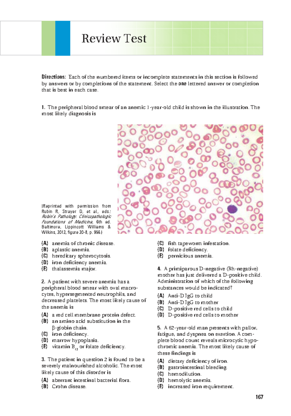 Chapter 8 - RBC Disorders Review Test, BRS - Studocu