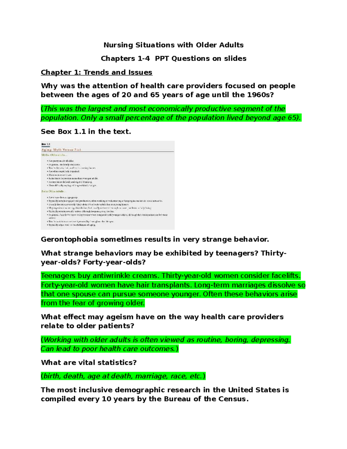 Nswoa CH 1-4 Study Guide: Key Concepts in Aging and Health Care - Studocu