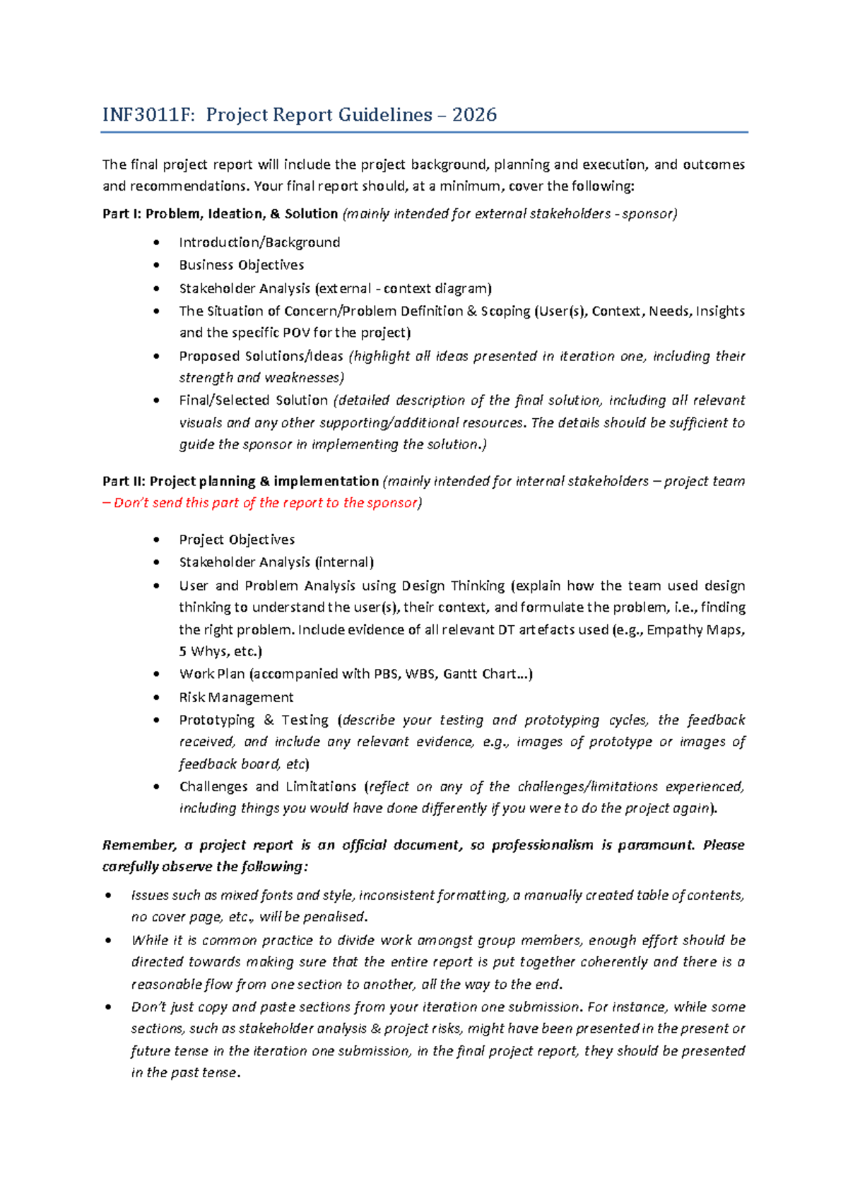 INF3011F: 2026 Project Report Guidelines and Best Practices - Studocu