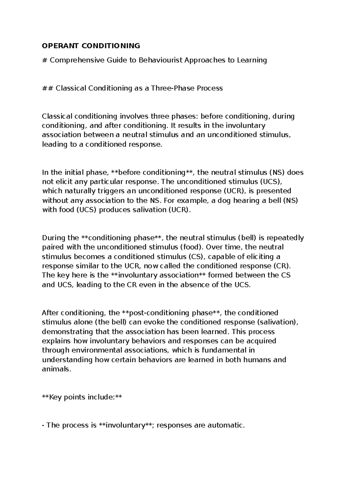 OPERANT CONDITIONING: A Comprehensive Guide to Learning Theories - Studocu