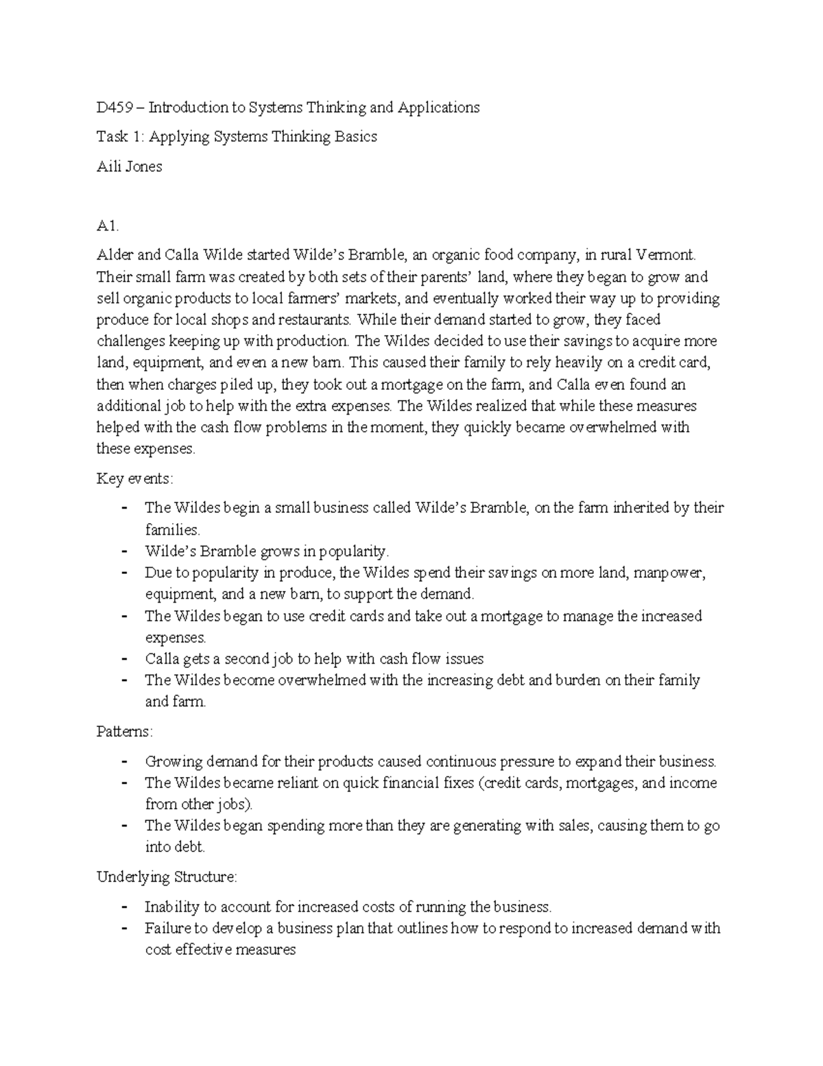 D459 Task 1: Analyzing Systems Thinking in Bramble's Growth Challenges ...