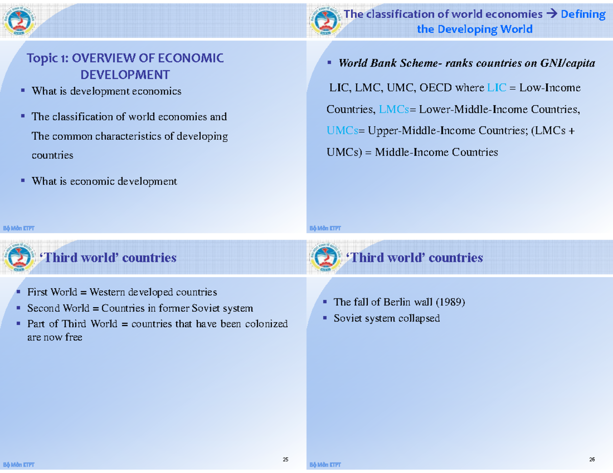 Economic Development and Growth: An Overview of World Economies (KTPT ...