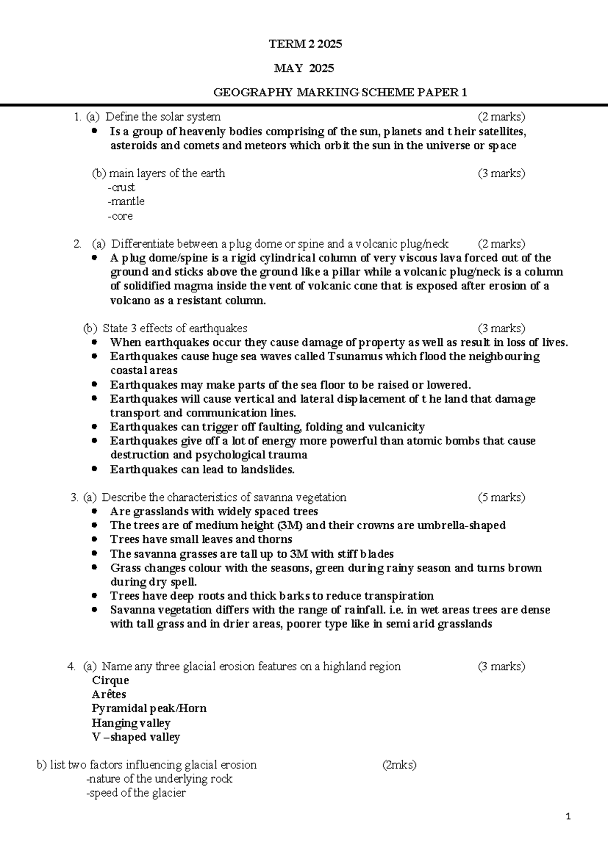 GEO PP1 MS - Geography Term 2 2025 Marking Scheme and Revision Notes ...