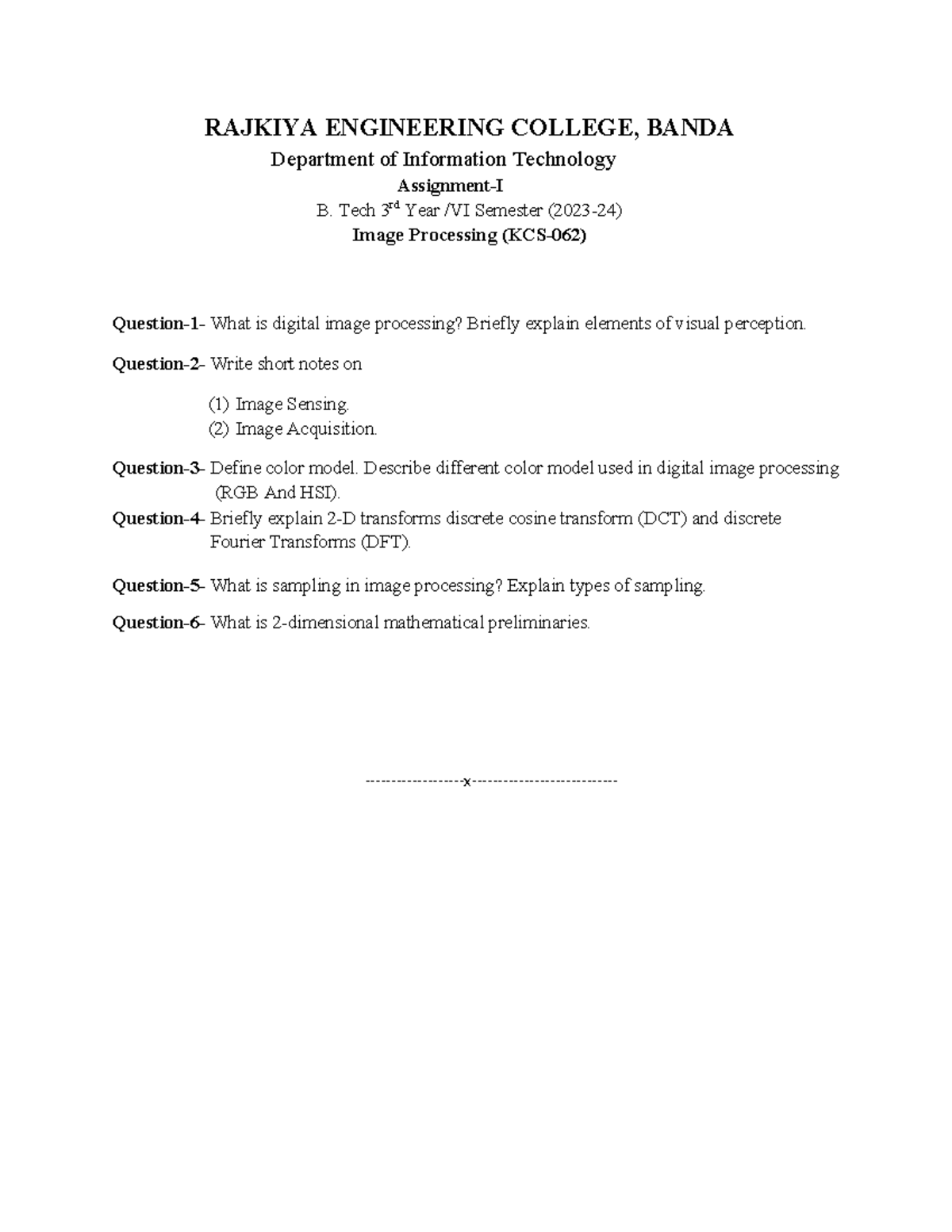 IP Assignment 1-5 (23-24): Digital Image Processing Concepts and Techniques - Studocu