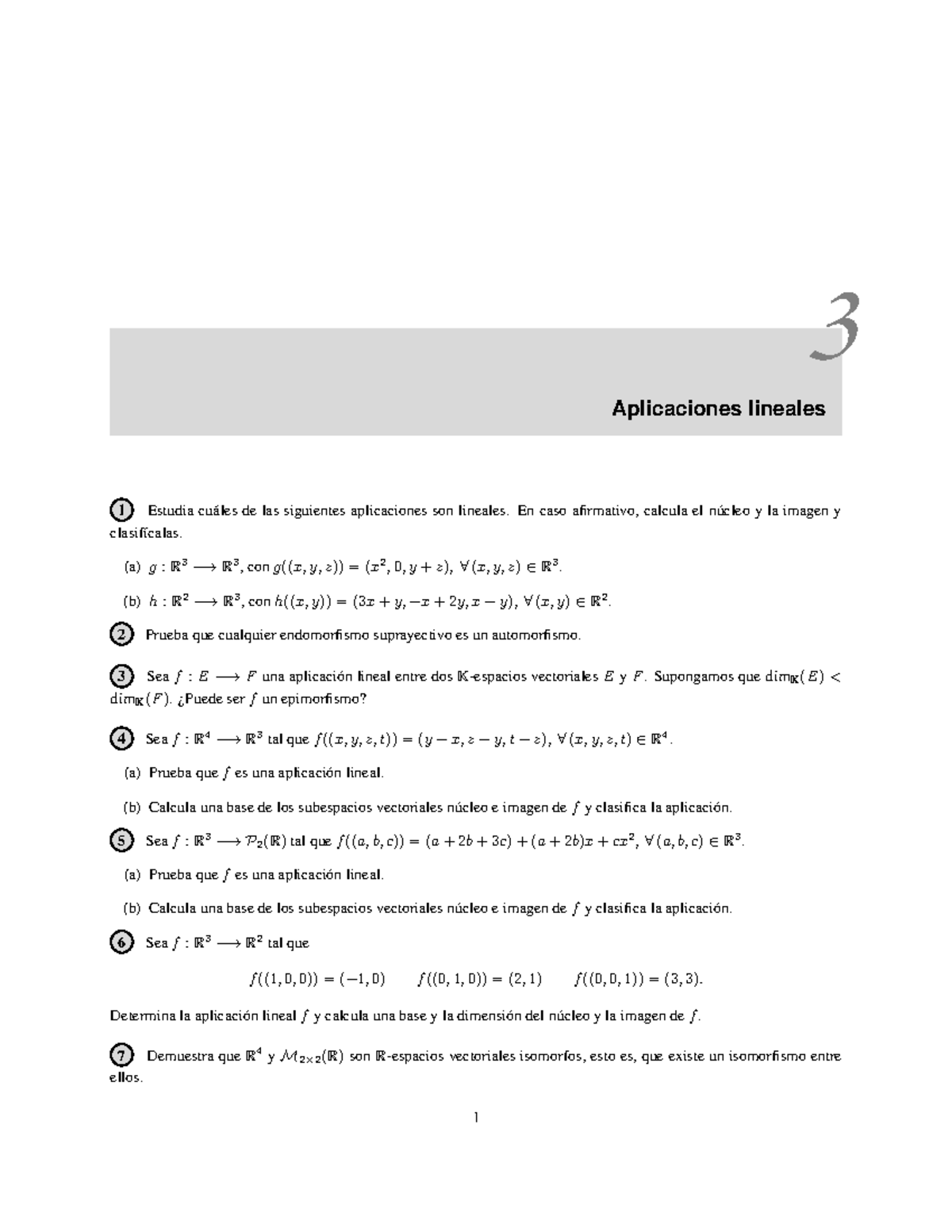 P3. Aplicaciones Lineales: Análisis y Clasificación de Funciones - Studocu