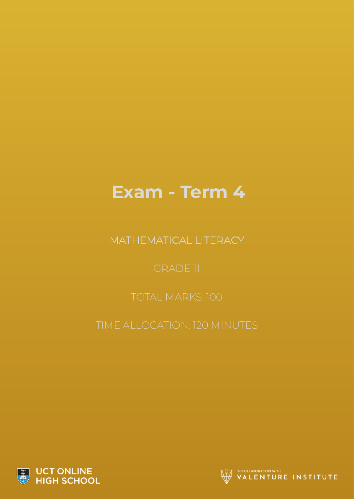 G11 Mathematical Literacy Term 4 Exam Question Paper 1 - Exam - Term 4 ...