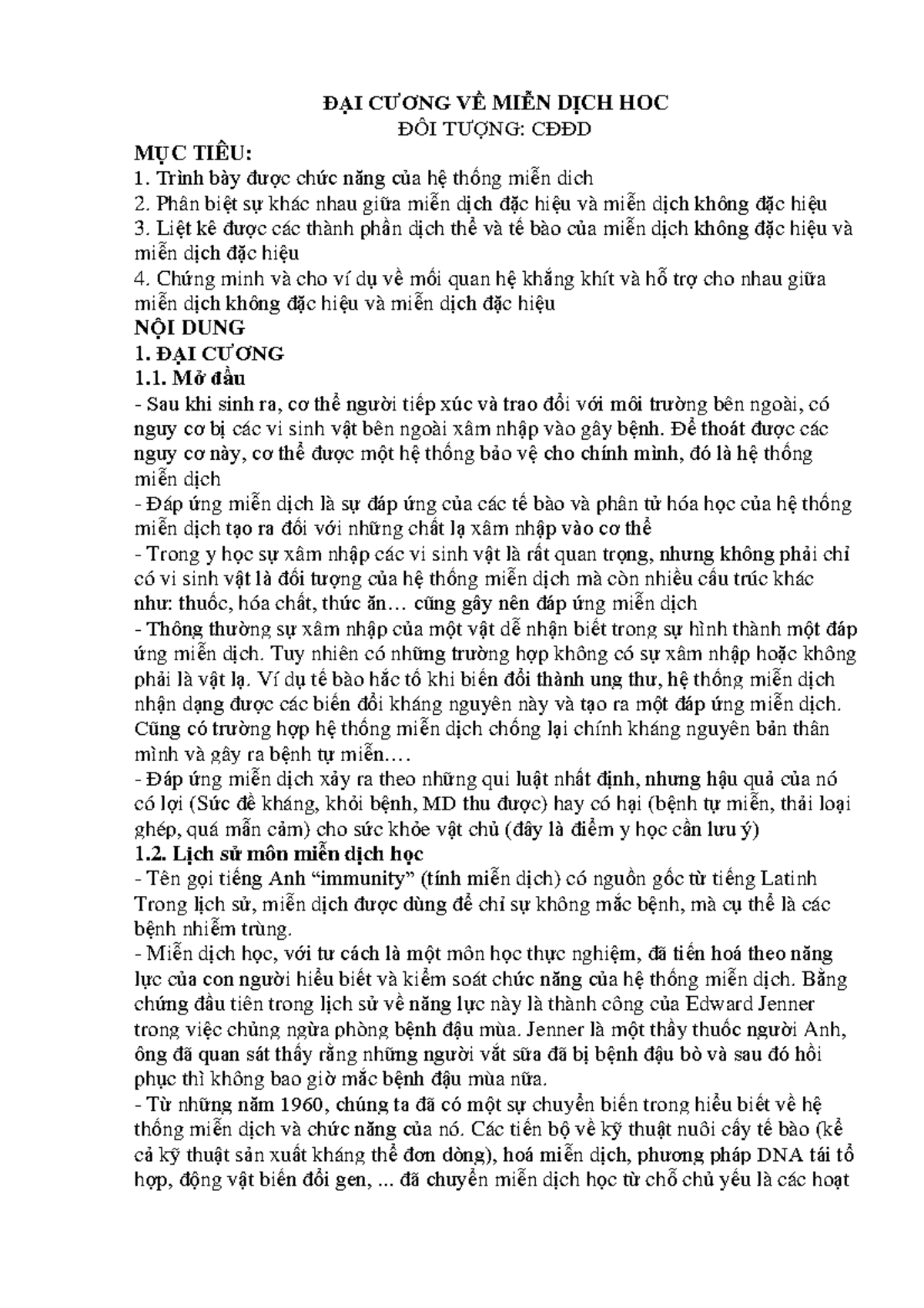Miễn dịch Học - Đại Cương CĐĐD: Chức Năng và Phân Biệt MDKĐH & MDĐH ...