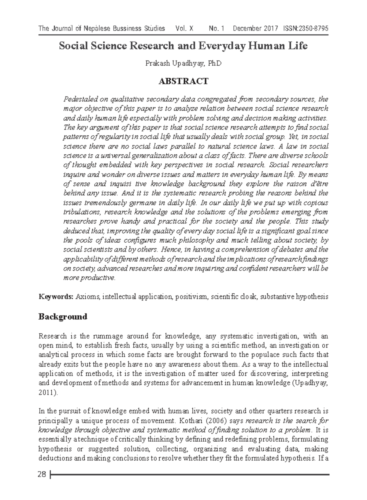 Social Science Research and Everyday Human Life - Studocu