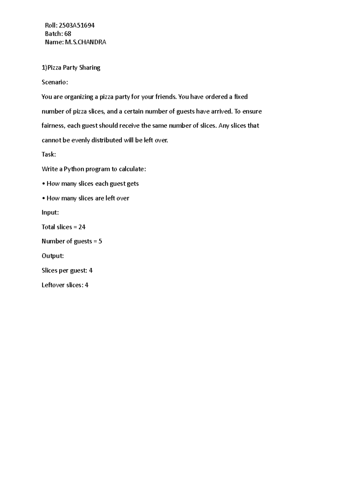 Python 3 - Pizza Party & Water Consumption Tracking Scenarios - Studocu