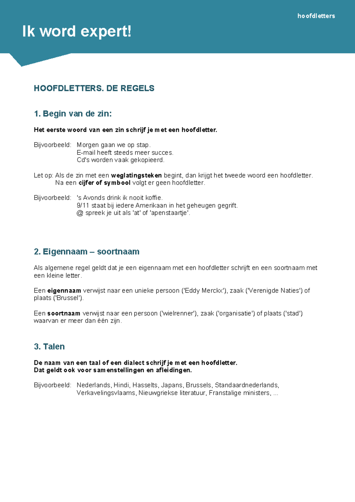 Hoofdletters en Regels: Een Gids voor Correct Gebruik - Studocu