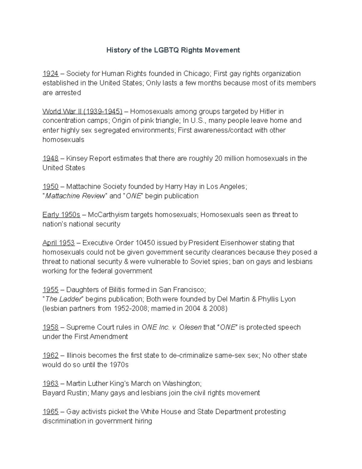 History of the Lgbtq Rights Movement for Final Study Guide - History of ...