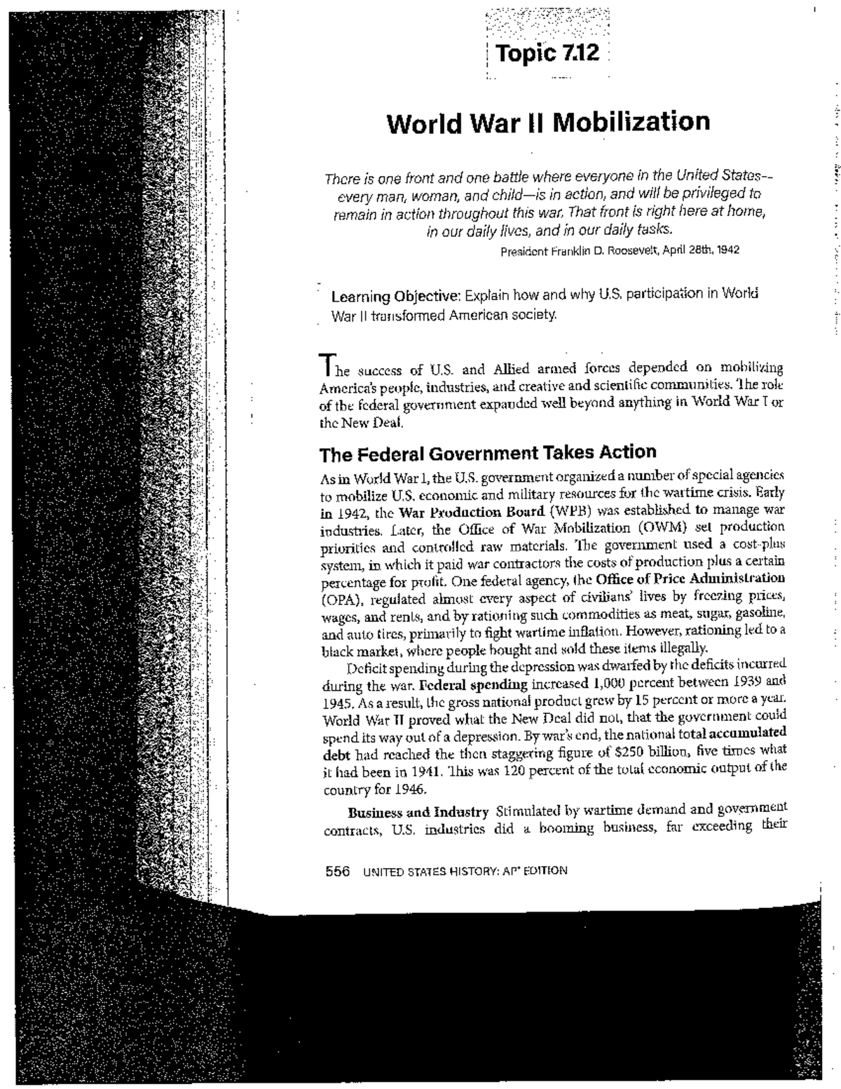 Final Exam Notes for PSY 101: World War II Mobilization and Impact ...