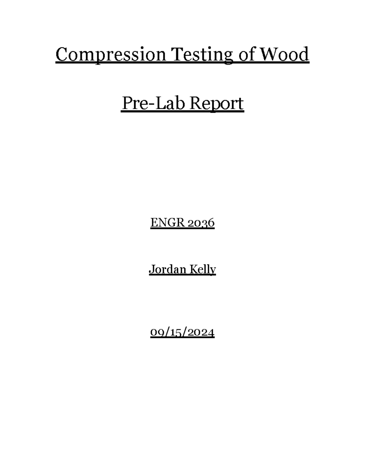 Compression Testing of Wood - Compression Testing of Wood Pre-Lab ...
