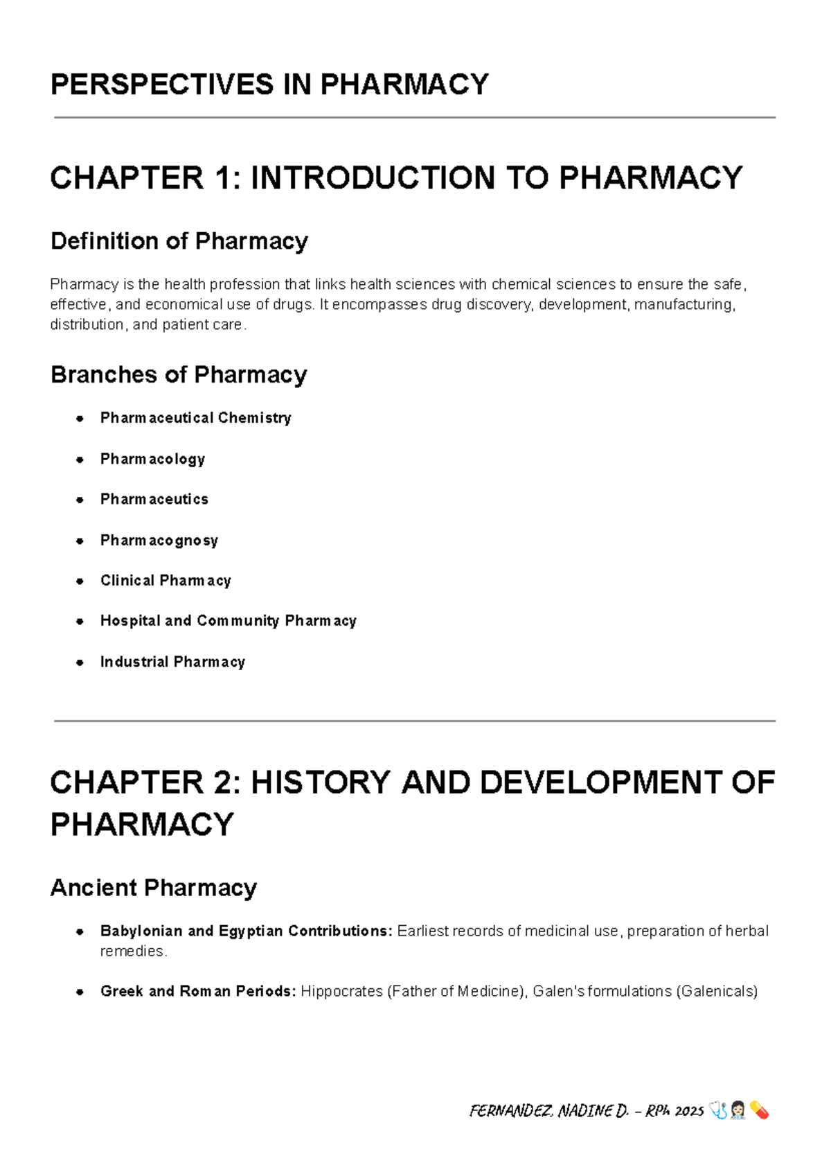 PERSPECTIVES IN PHARMACY CHAPTER 1-8: A COMPREHENSIVE OVERVIEW - Studocu